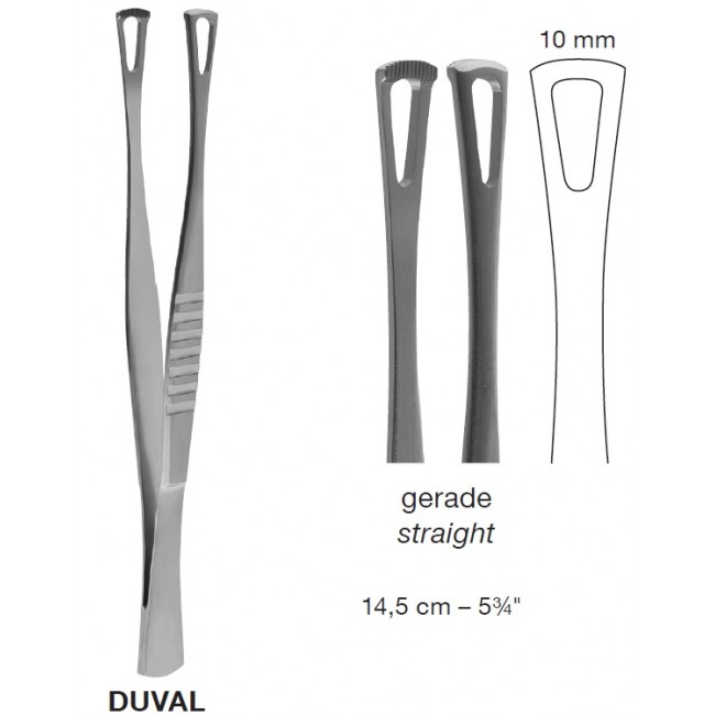 DUVAL Intestinal and Lung Forceps,10 mm, 14.5 cm