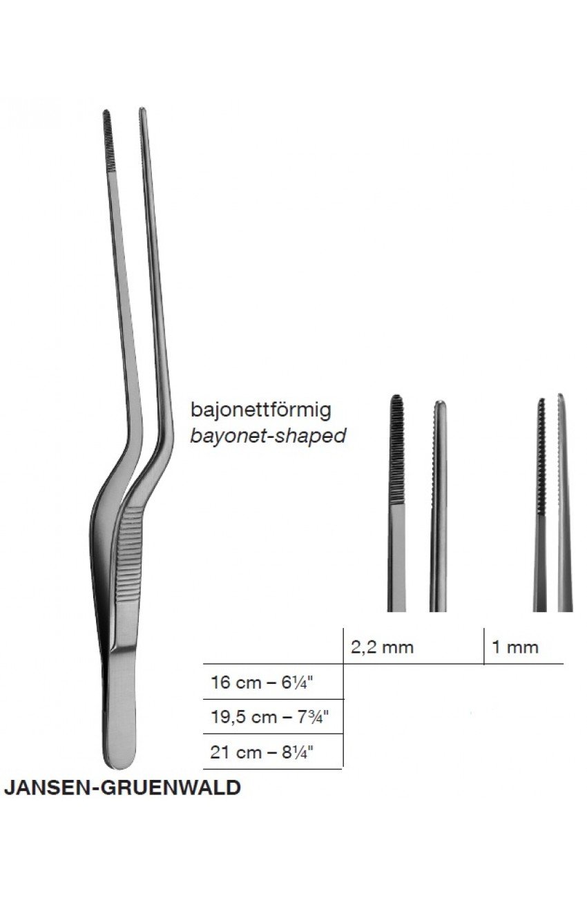Jansen-Gruenwald, Bayonet-Shaped, Ear Dressing ForcepsEar Dressing Forceps